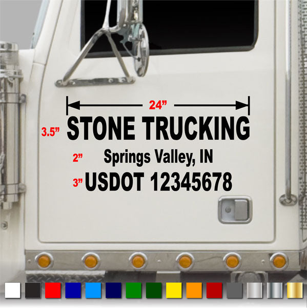 USDOT Number Stickers for Vehicles Layouts & Color Options